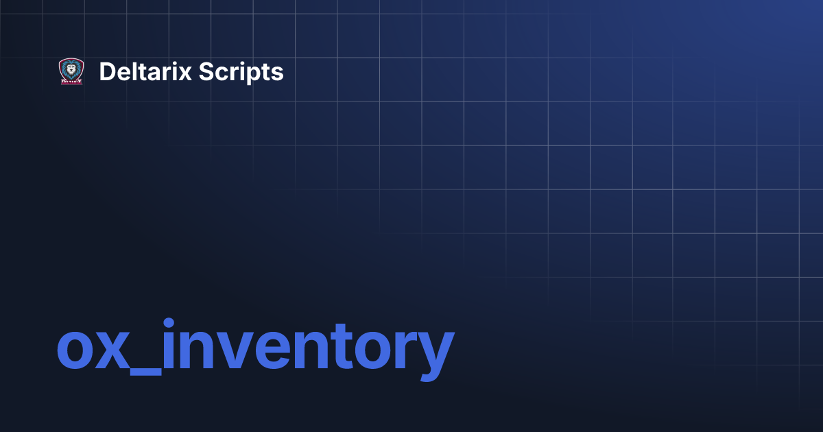 ox_inventory | Deltarix Scripts